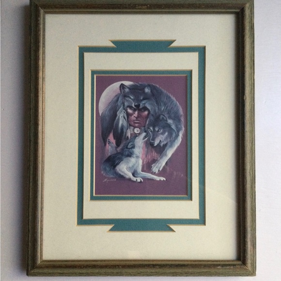Source Unknown | Art | Vintage Native American Wolf Shaman Print ...